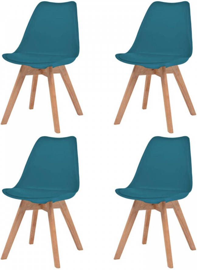 VidaXL Eetkamerstoelen kunstleer massief hout turquoise 4 st ...