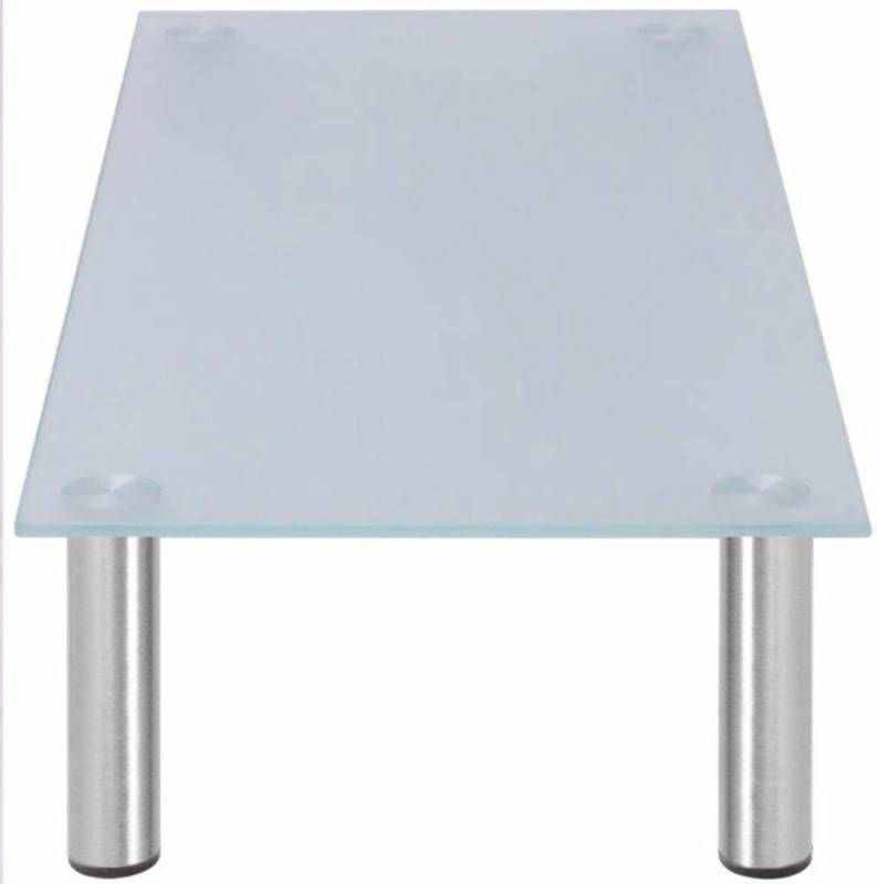 VIDAXL Scherm verhoger/TV meubel 100 x 35 x 17 cm glas wit - Meubelmooi.be