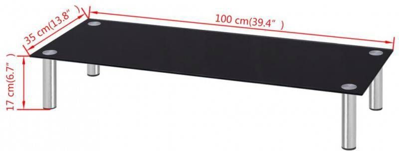 VIDAXL Scherm verhoger/TV meubel 100 x 35 x 17 cm glas zwart ...