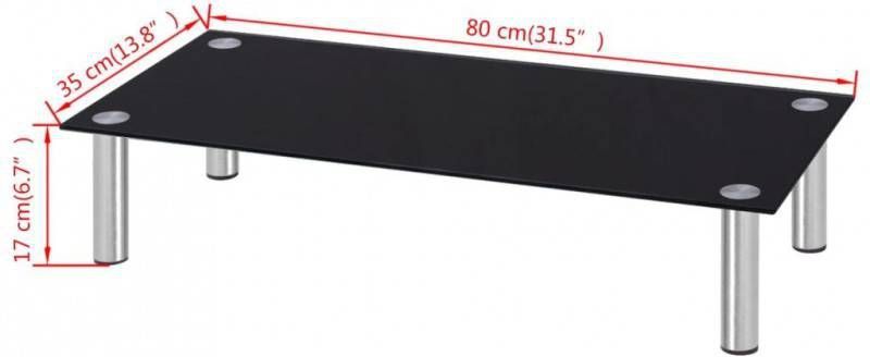 VIDAXL Scherm verhoger/TV meubel 80x35x17 cm glas zwart - Meubelmooi.be