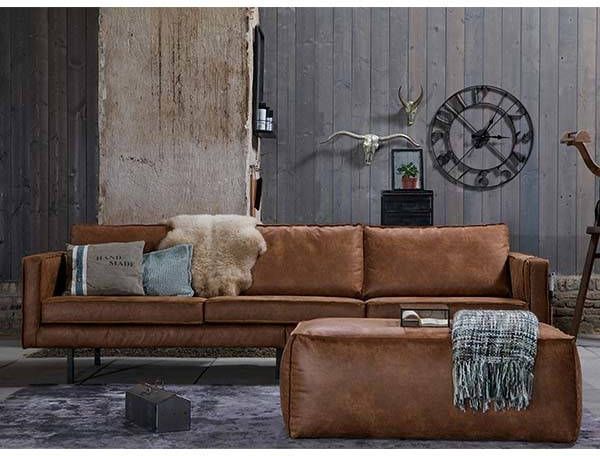 Be Pure Home Poef Rodeo cognac BePureHome - Meubelmooi.be